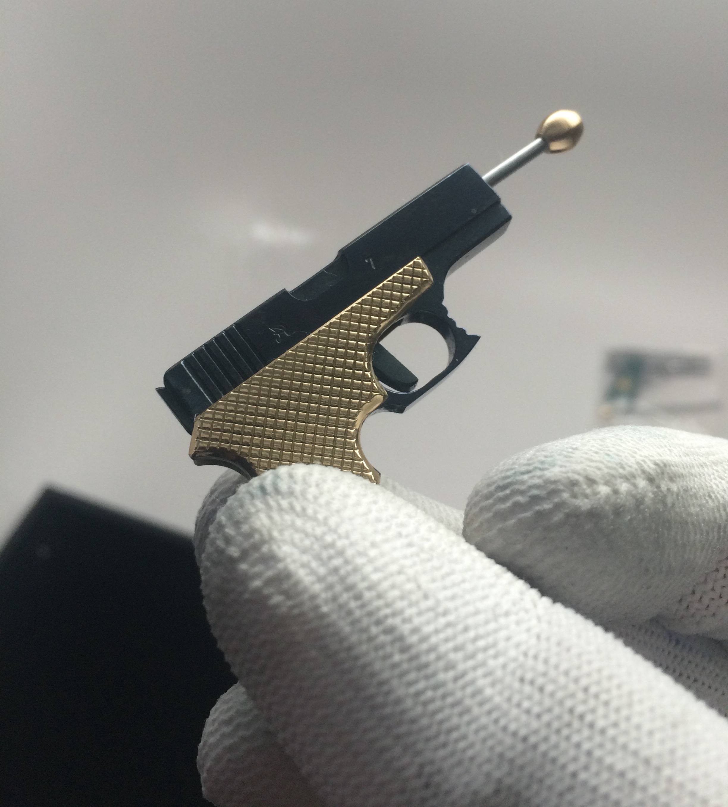 CUSTOM ORDER-GLOCK-dual grips-Gold/Blued 2mm Pinfire Pistol, Pinfire ...